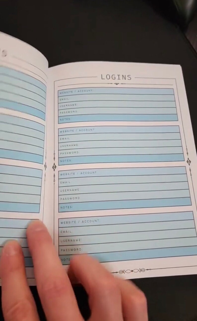 Blue Logins Book Password Book Password Keeper Log in - Etsy