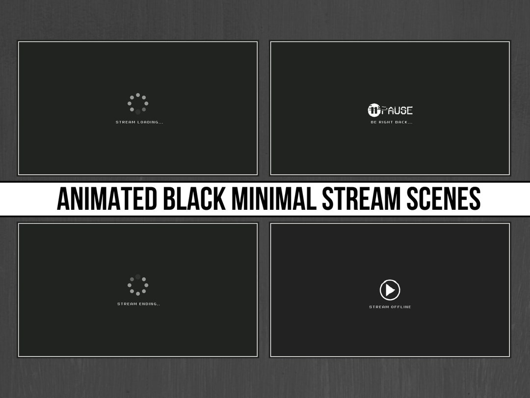 Animated Black Minimal Stream Scenes - Basic Black Twitch Overlay ...