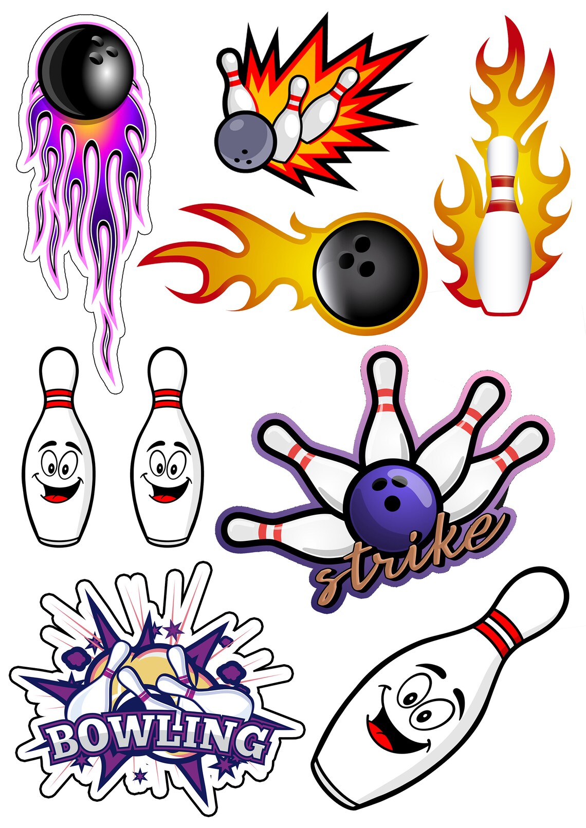 10 Pin Bowling Sticker Set - Etsy