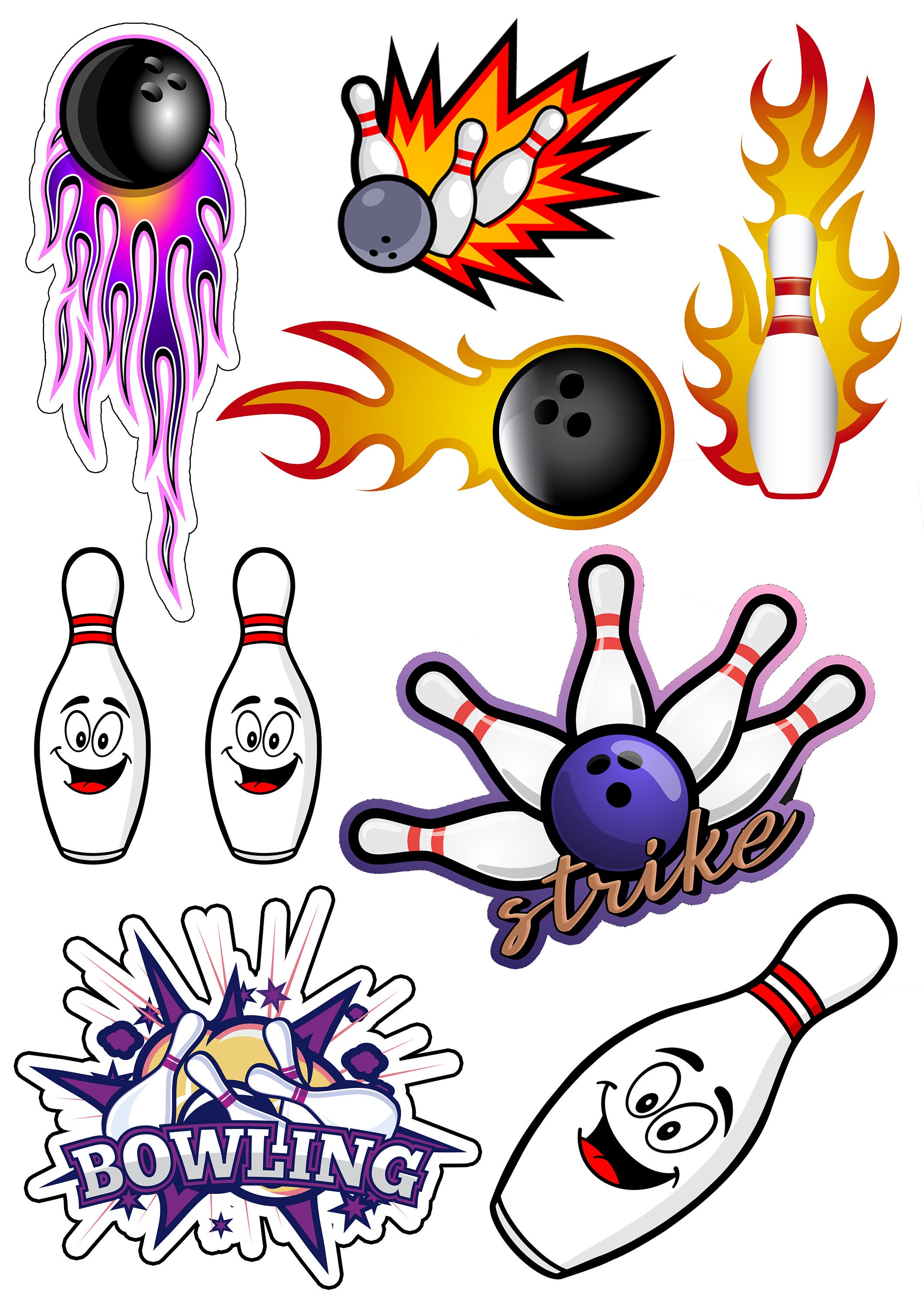 10 Pin Bowling Temporary Tattoo Set - Etsy