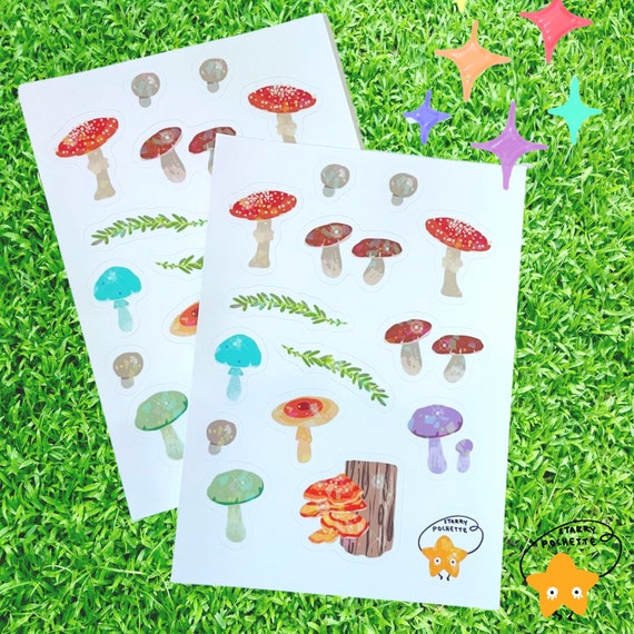 Mushroom Forest Sticker Sheet Scrapbooking Papercraft etna.com.pe