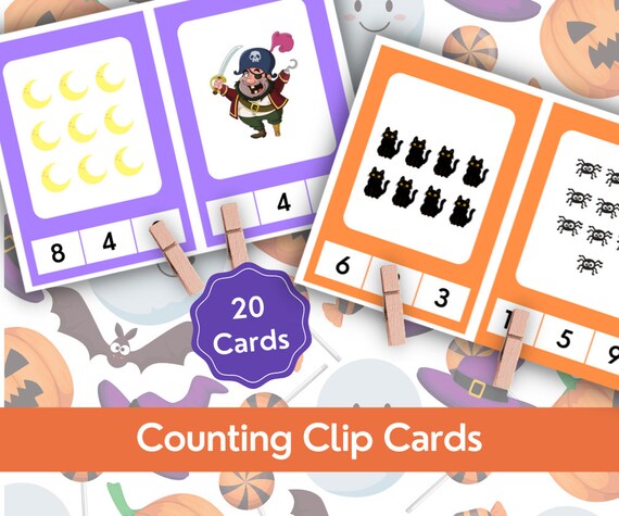 HALLOWEEN FALL Montessori Counting Cards Clip Cards - Etsy