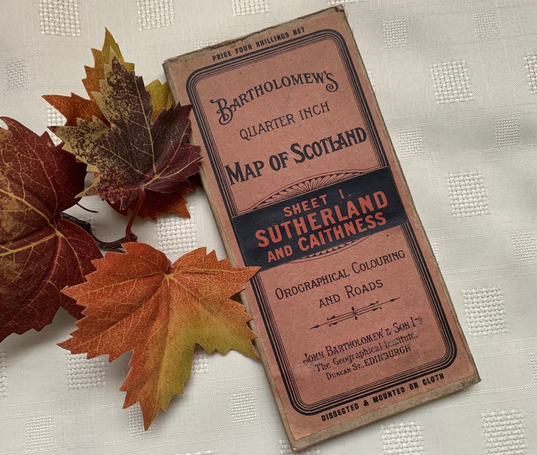 1920s Map of Scotland, Sutherland and Caithness, Bartholomews Sheet 1 ...