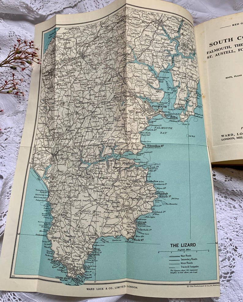 South Cornwall, Ward Lock Red Guide, Vintage Guide Book, With Maps ...
