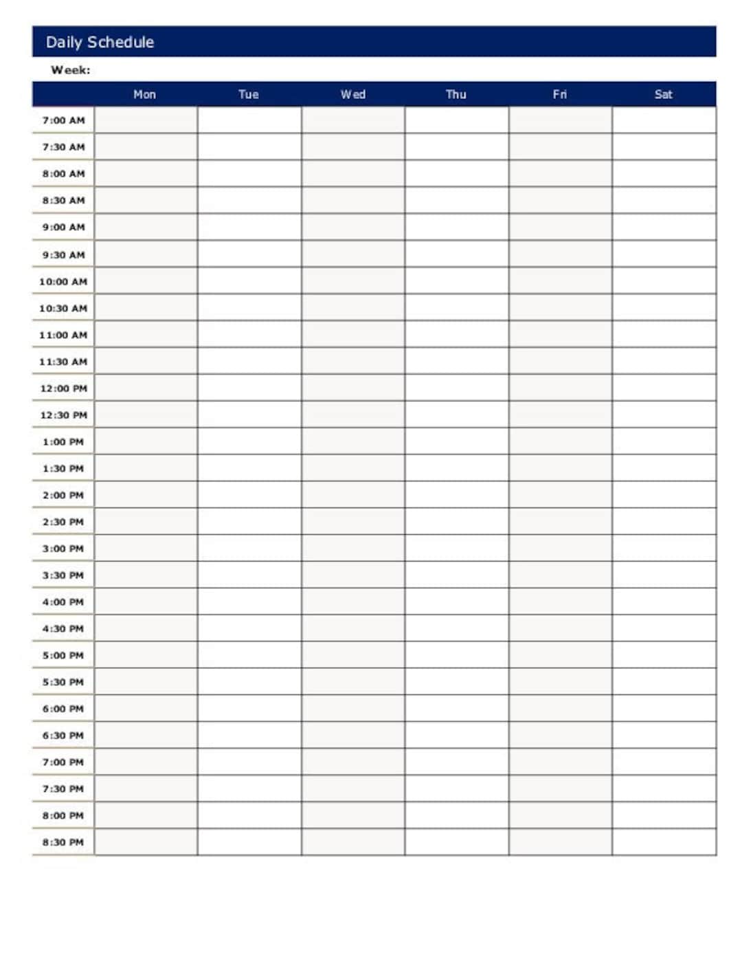 Daily Time Schedule - Etsy