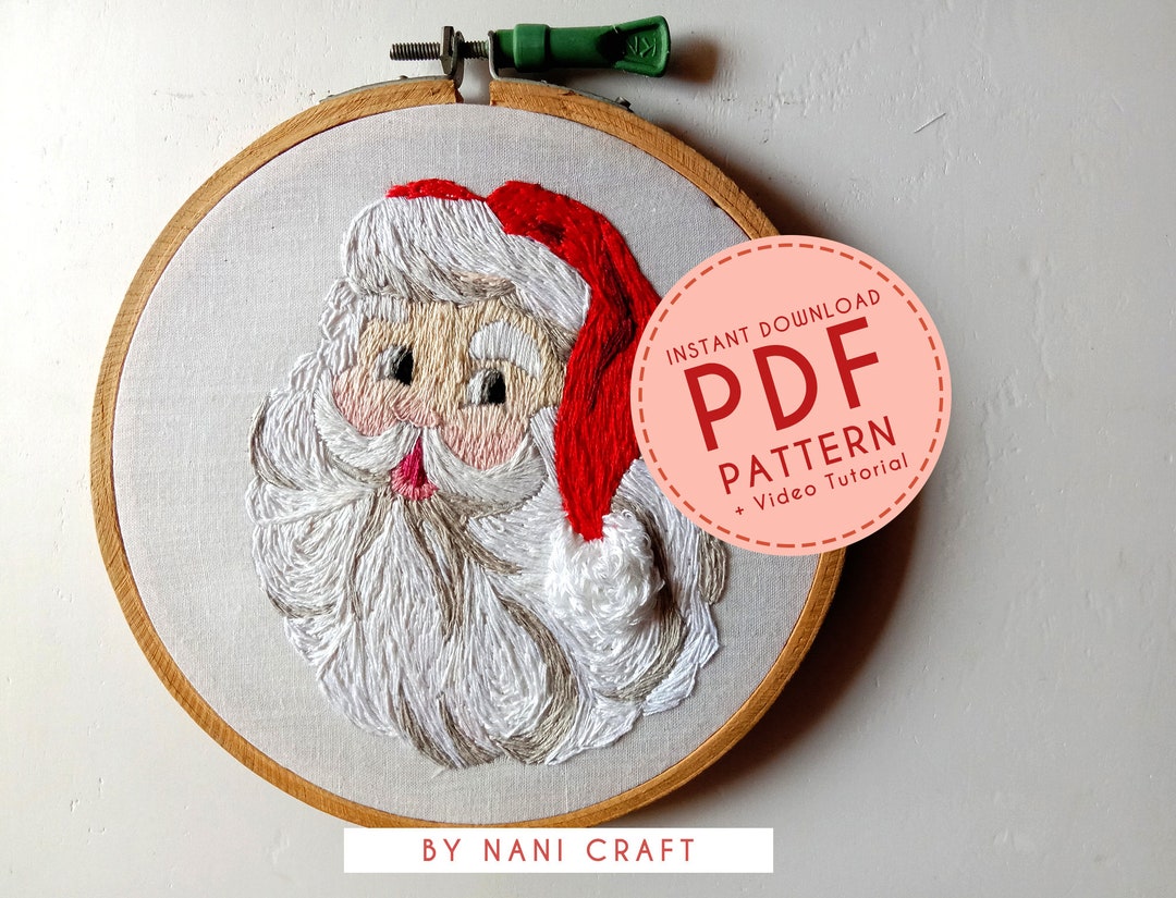 Santa Claus Christmas Hand Embroidery Design Hand Embroidery PDF for ...