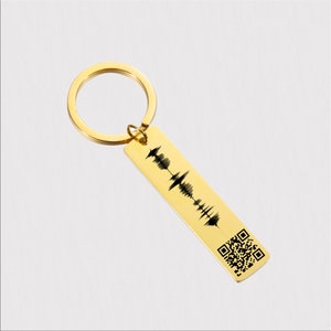 Custom Audio Scan QR Code Keychain: Engraved Sound Wave Gift - Etsy