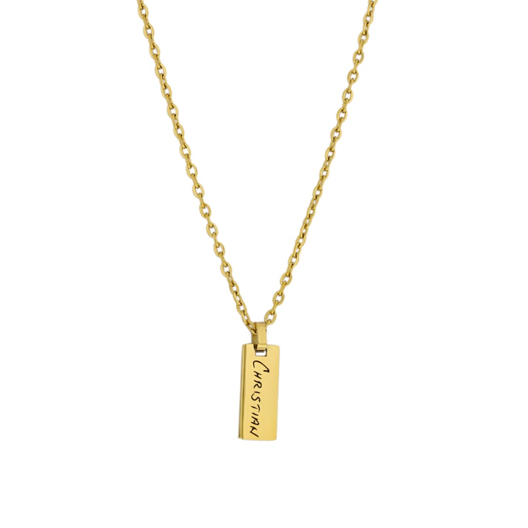 Rectangle-shaped Name Plate Pendant Necklace With Actual Fingerprint ...