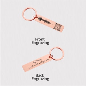 Custom Audio Scan QR Code Keychain - Engraved Sound Wave Gift, Keyring ...