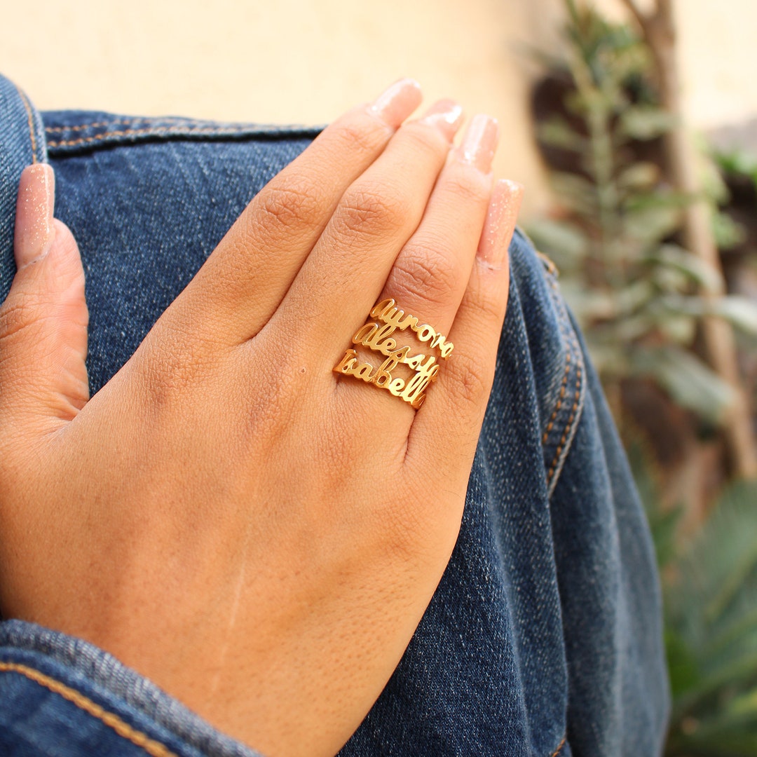 Classic Triple Name Ring Custom Name Ring Personalized Etsy Classic Triple Name Ring Custom Name Ring Personalized Etsy