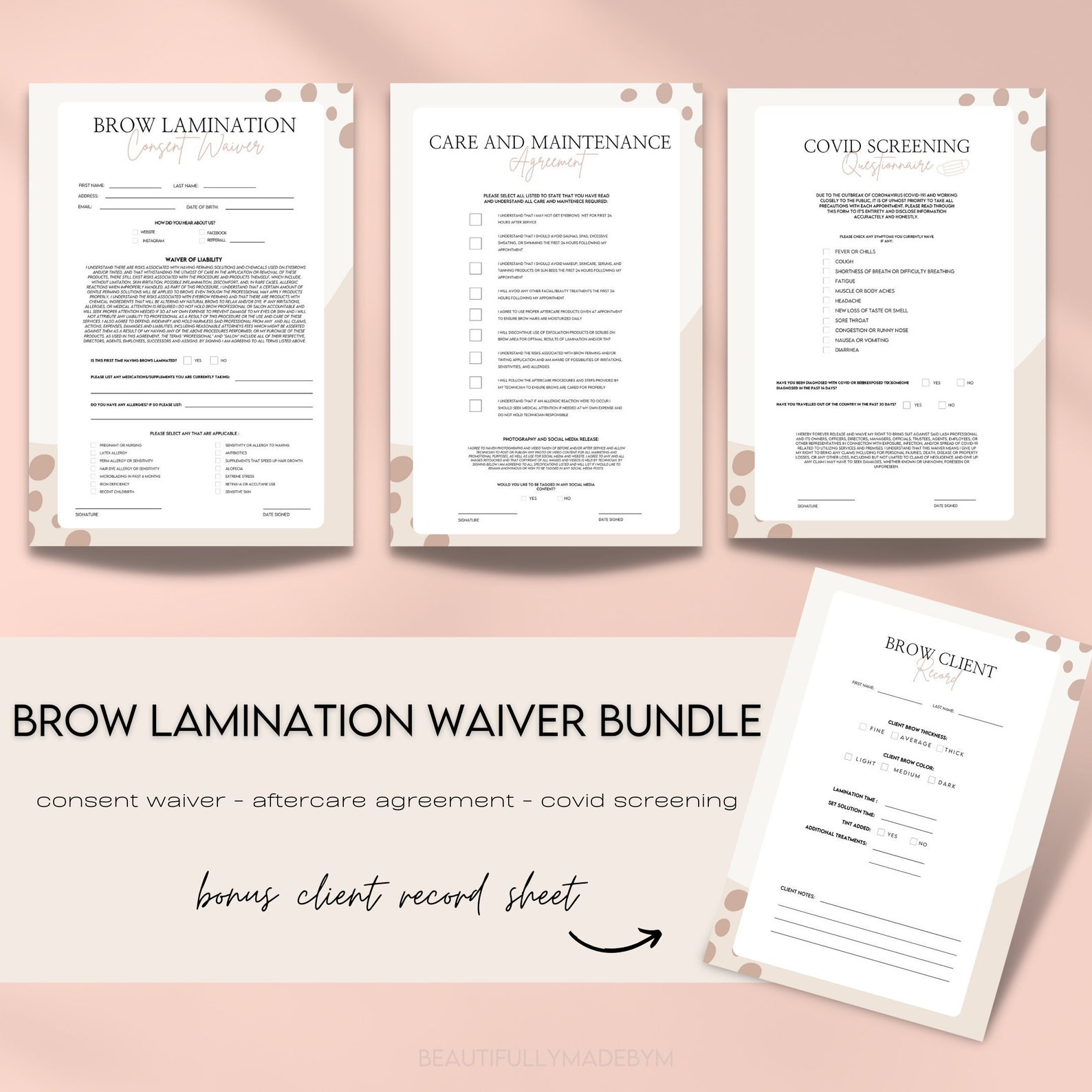 Aesthetic Brow Lamination Consent Form Brow Waiver Bundle | Etsy