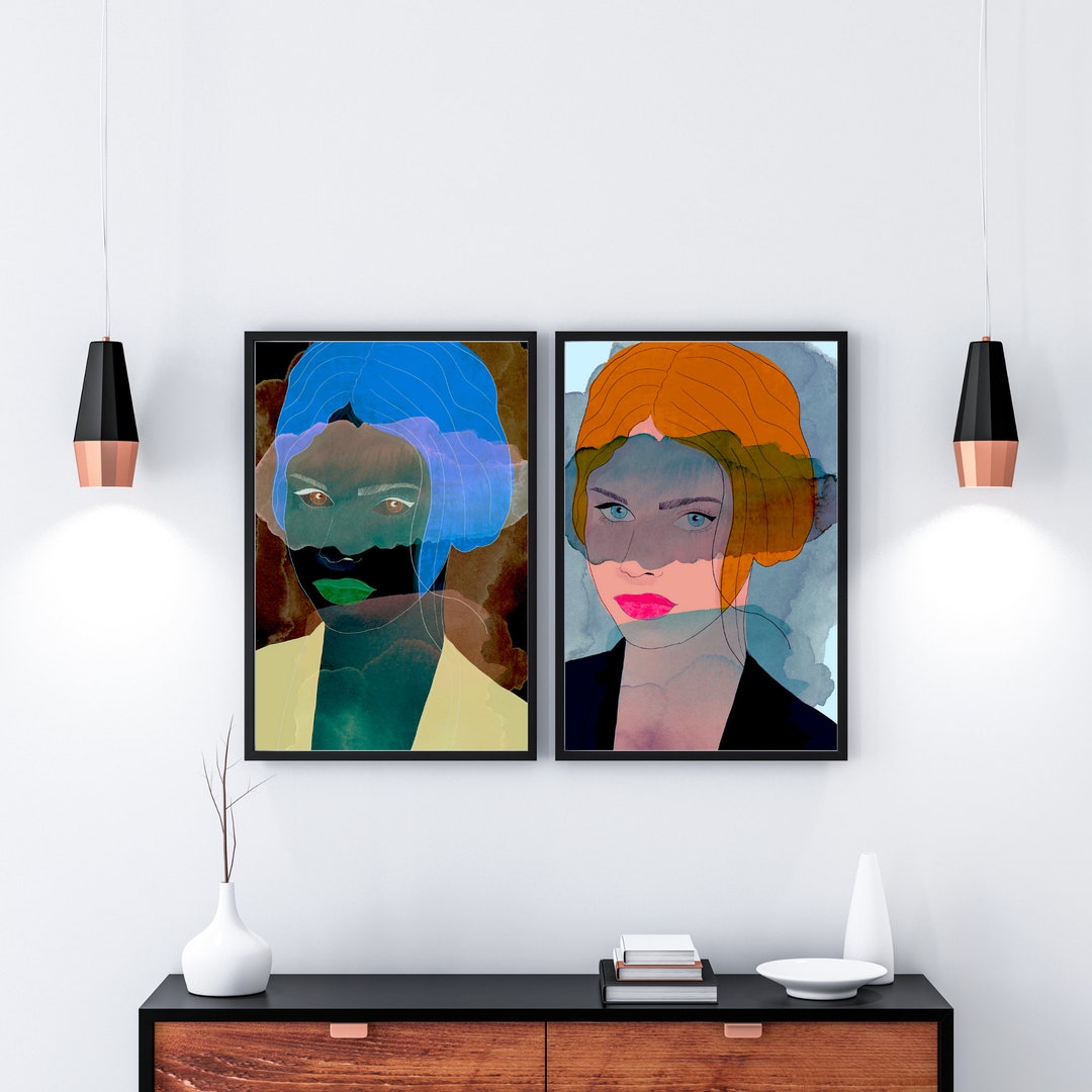 2 Piece Digital Art Print Set, Wall Design, Decorative Abstract Art ...