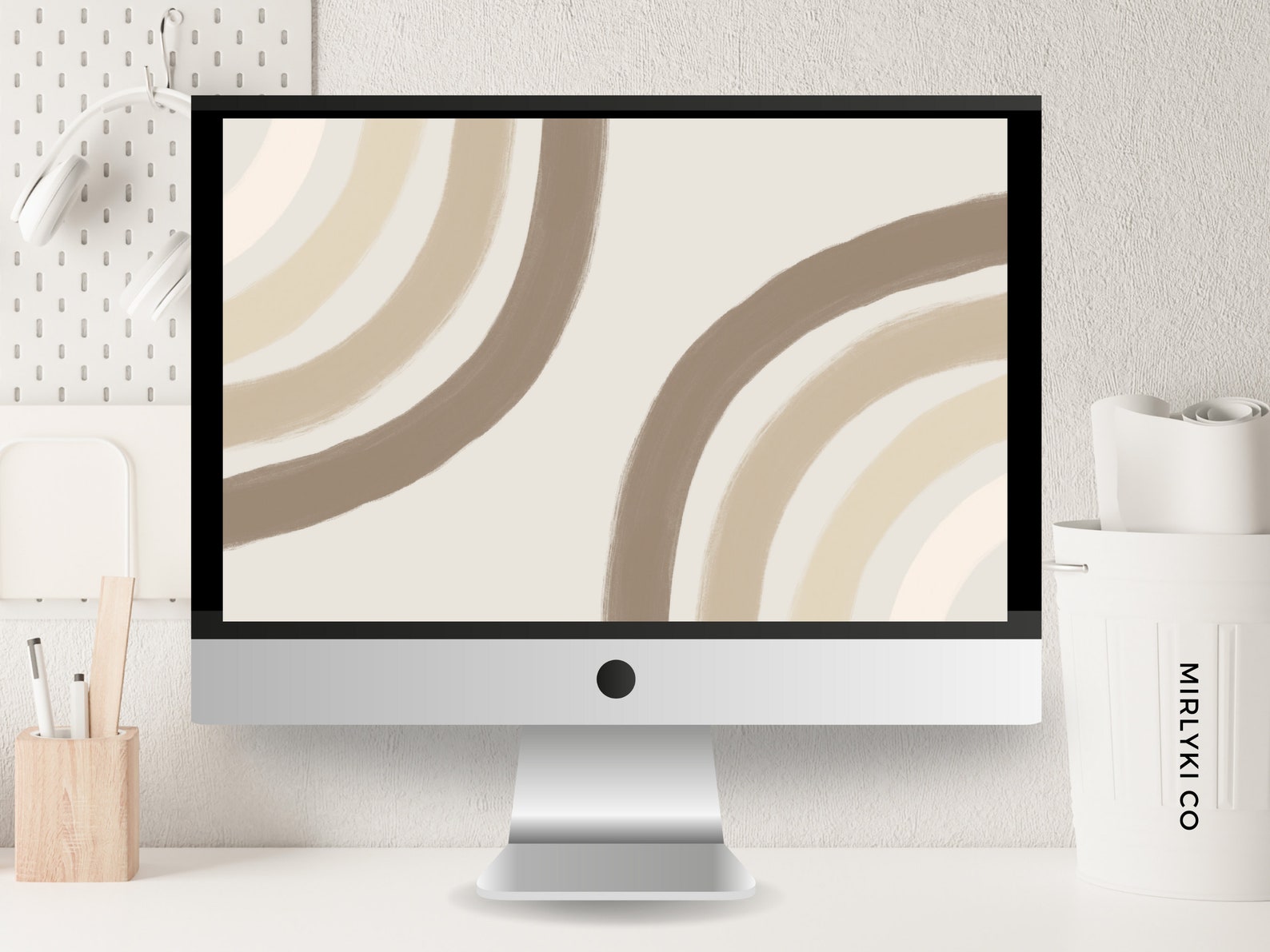 Aesthetic Line Neutral Desktop Wallpaper Aesthetic Desktop Background ...