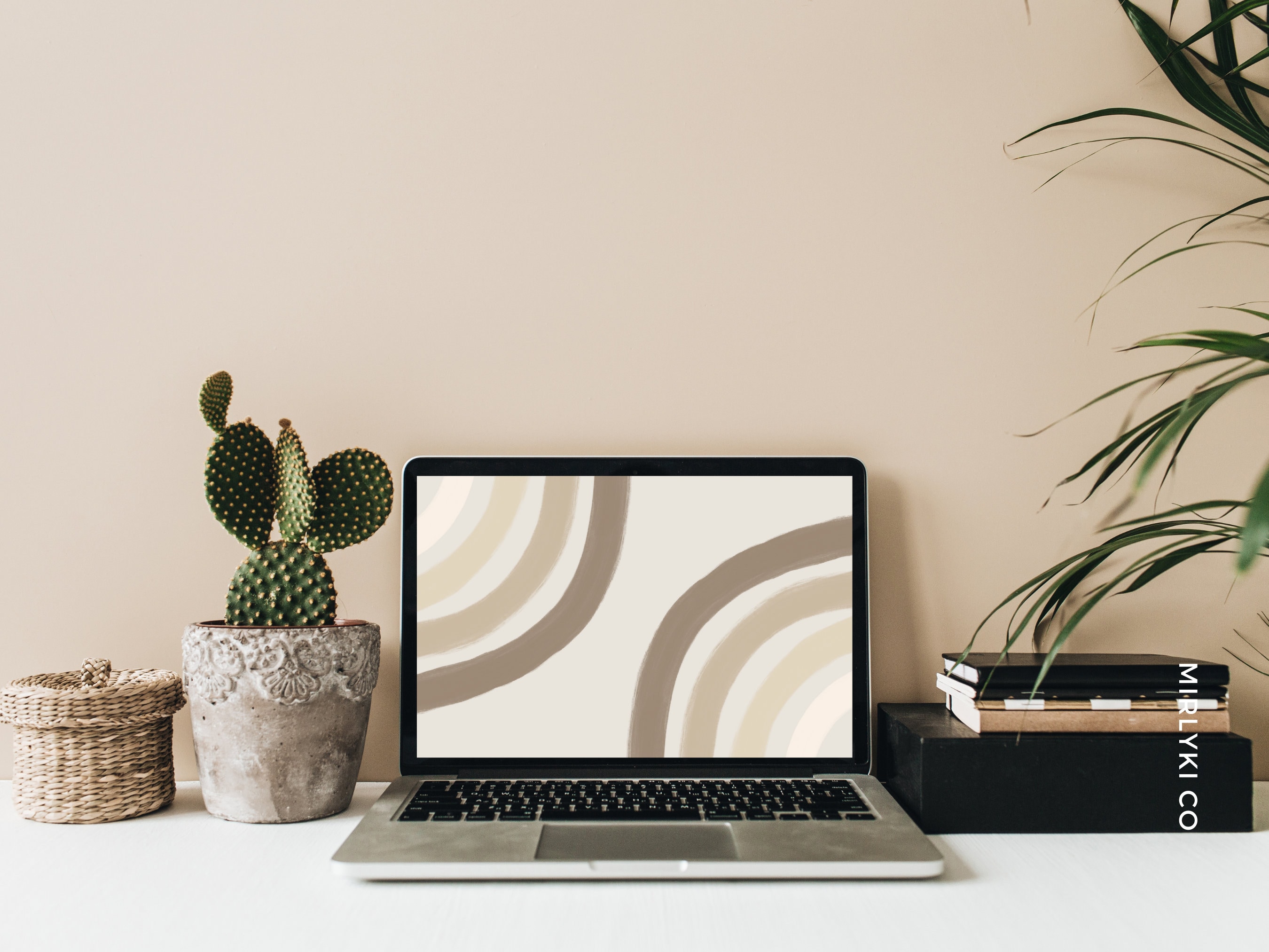 Aesthetic Line Neutral Desktop Wallpaper Aesthetic Desktop Background ...