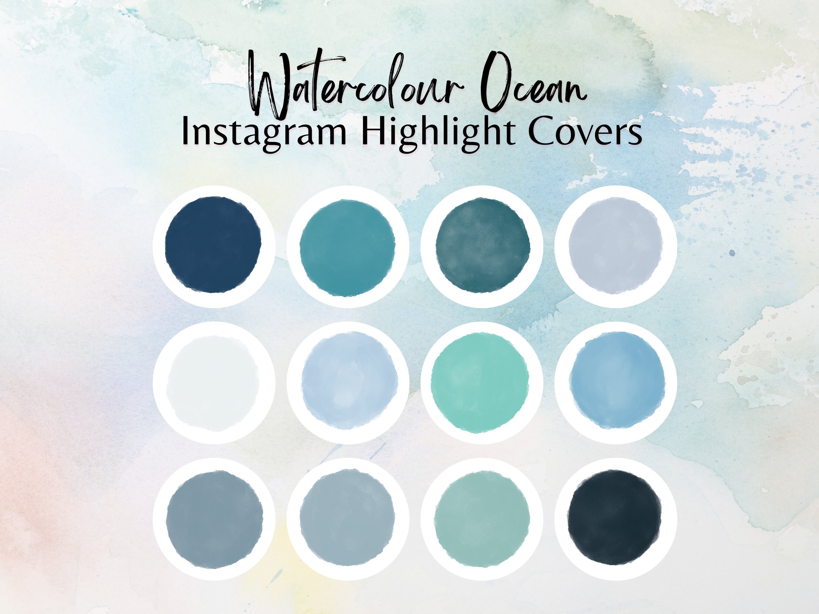 30 Watercolor Ocean Instagram Covers Instagram Highlights - Etsy