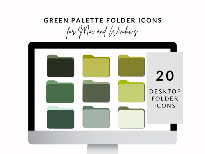 Green Palette Desktop Icons | Mac Folder Icons | Windows | Aesthetic ...