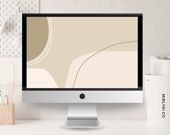 Neutral Desktop Wallpaper Abstract Minimalist Boho Aesthetic Laptop ...