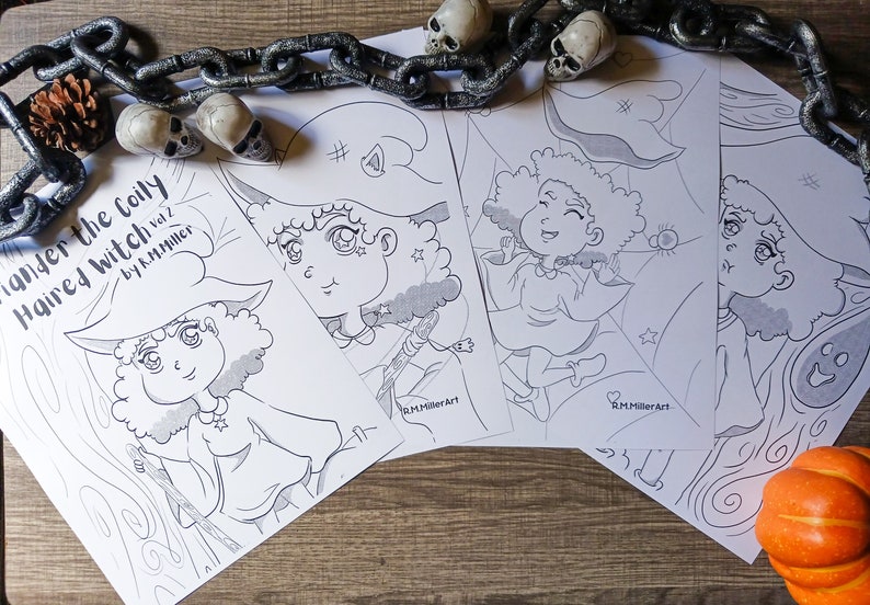 Coriander the Coily Haired Witch Digital Coloring Collection [digital ...