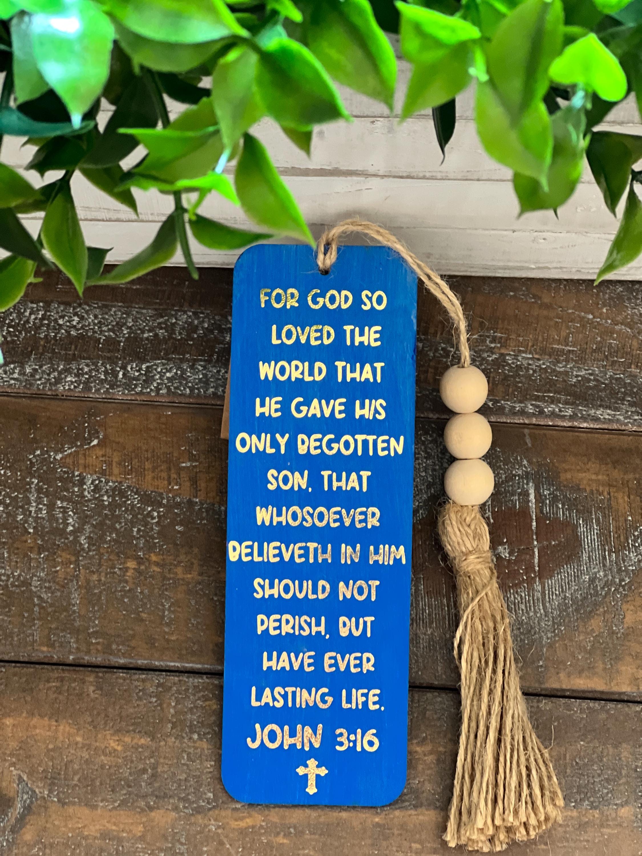 John 3:16 (for GOD so Loved) Bible/bible Verse Wooden Beaded Bookmarks ...