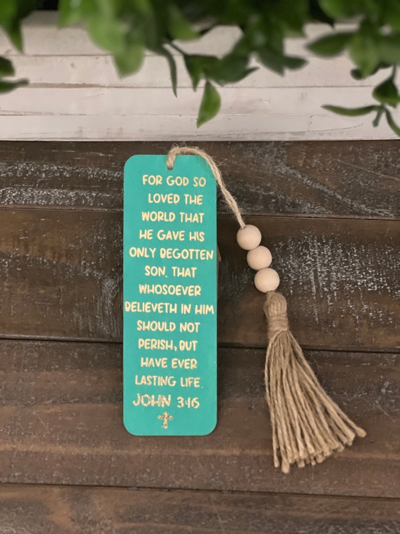 John 3:16 (for GOD so Loved) Bible/bible Verse Wooden Beaded Bookmarks ...