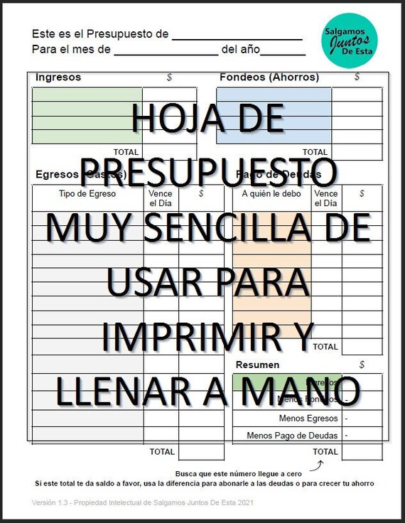 Plantilla De Presupuesto Familiar Mensual Imprimible Plantilla