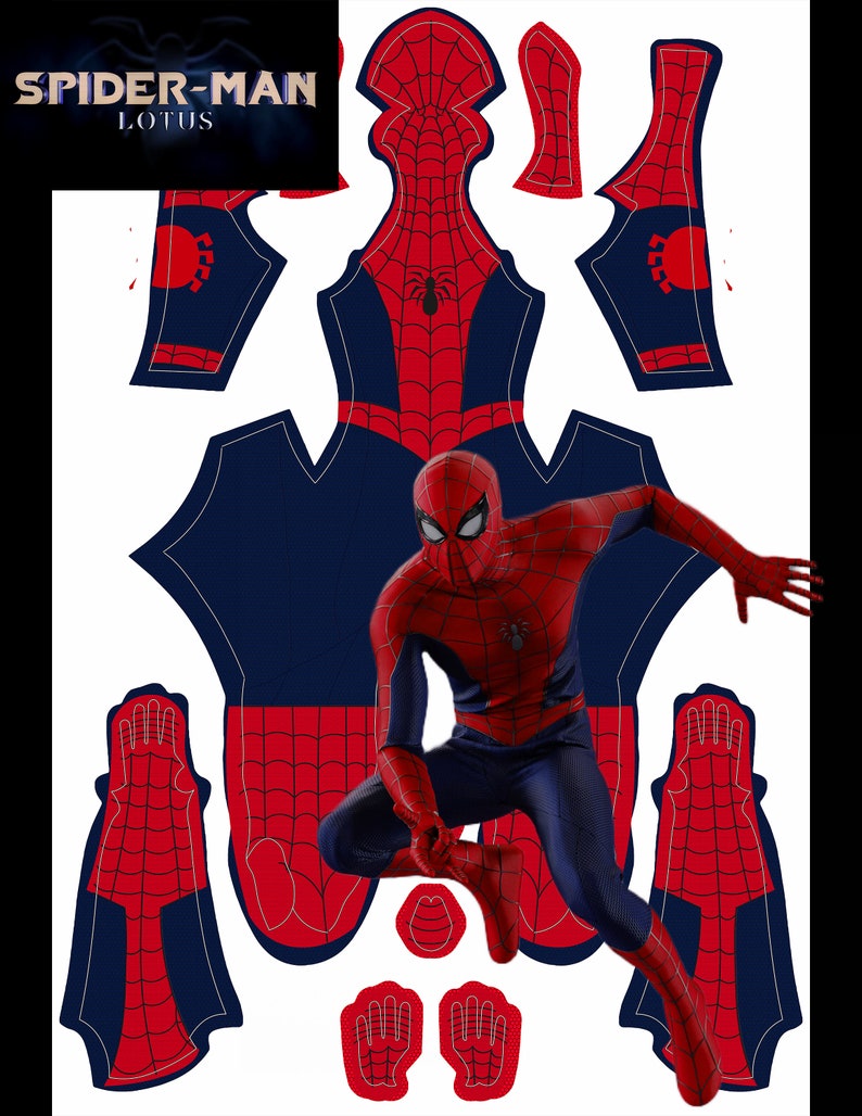 Spider-man Lotus Classic Suit Flat Pattern - Etsy