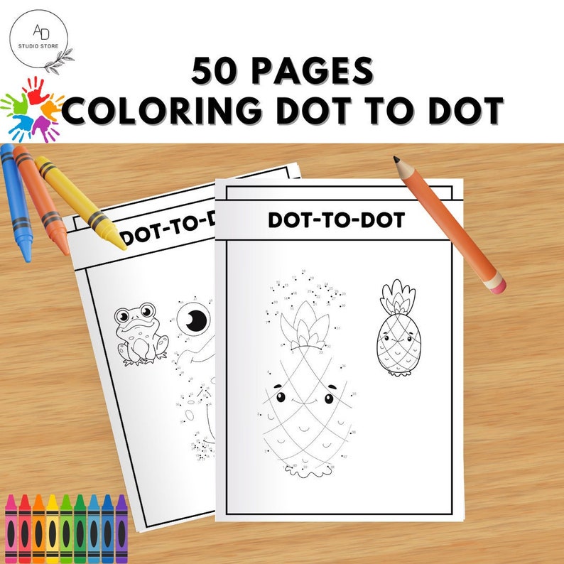 50 Coloring Pages Dot to Dot for Kids of All Ages Color Your - Etsy