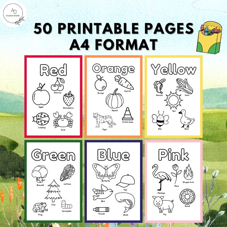 50 Printable Color Learning and Color Tracing Worksheets for Preschool ...