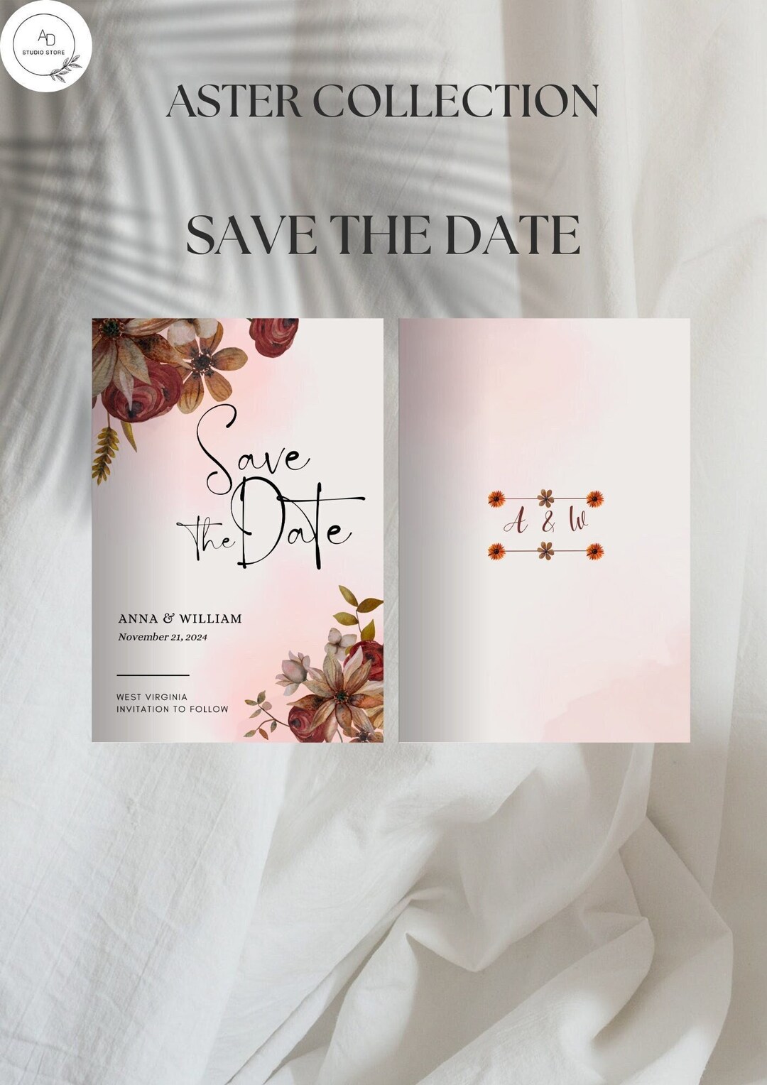 Autumn Floral Save the Date Template, Save Our Date Invitation ...
