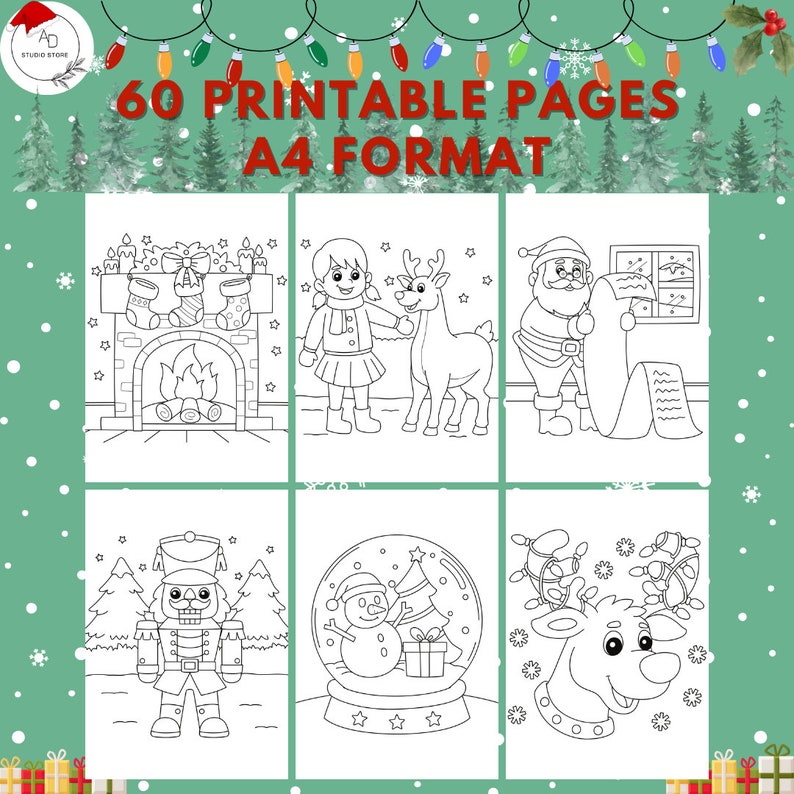 60 Christmas Winter Coloring Pages for Kids of All Ages | Color Your ...