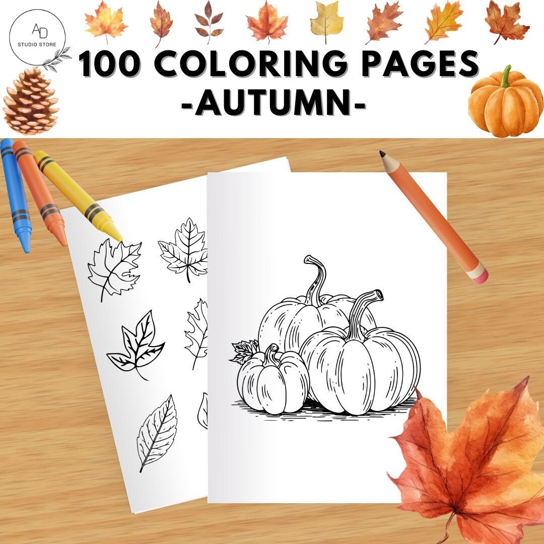 100 Autumn Fall Coloring Pages for Kids of All Ages Color Your World ...