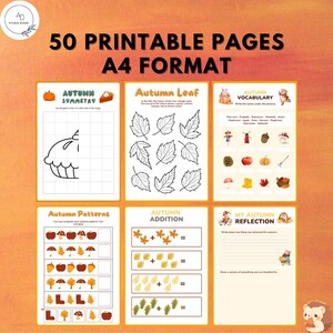 50 Printable Pages • AUTUMN • Learning Worksheets for Preschool ...