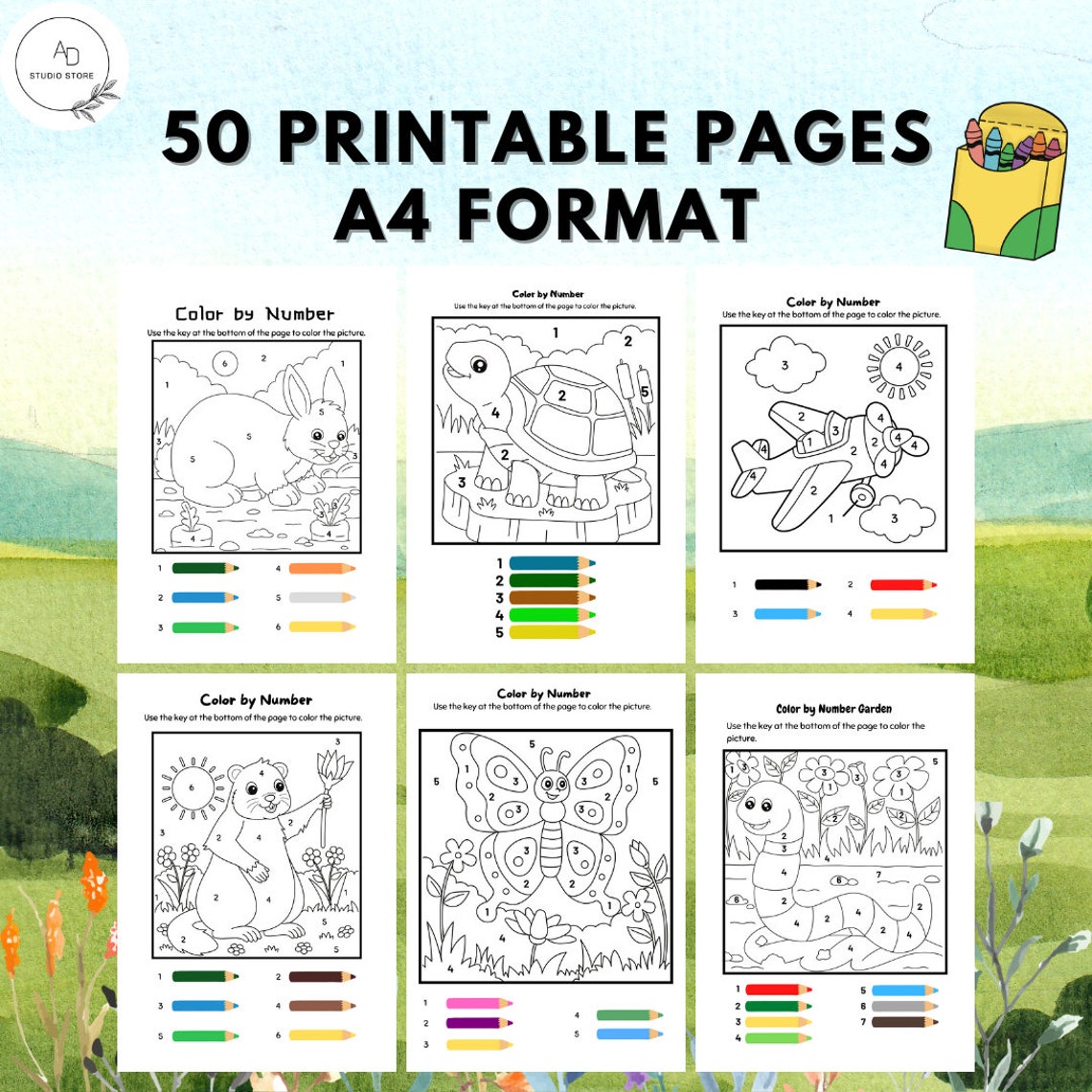 50 Printable Color by Numbers and Copy the Colors Worksheets for ...