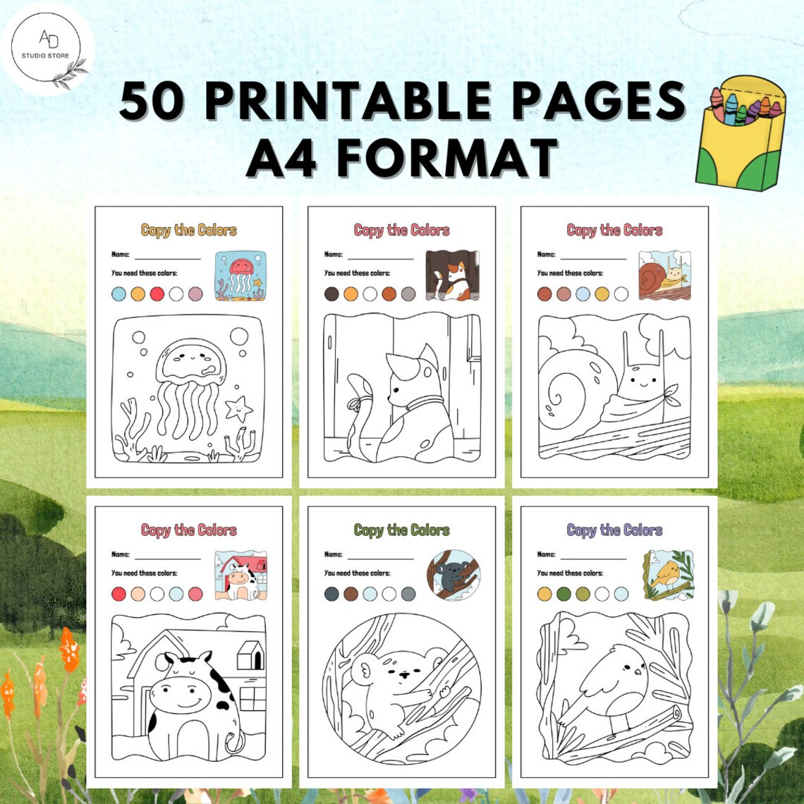 50 Printable Color by Numbers and Copy the Colors Worksheets for ...