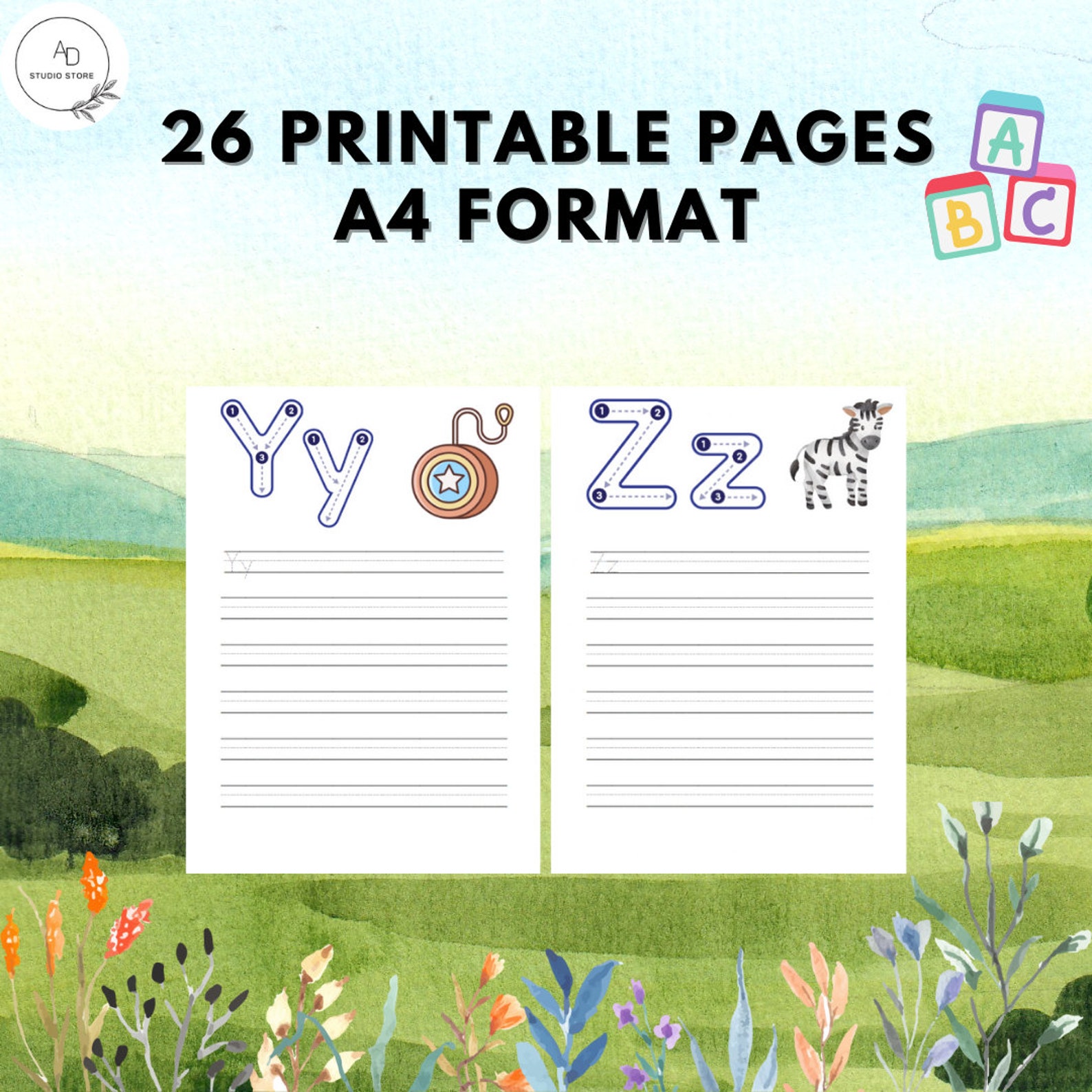 26 Printable Letter Tracing and Alphabet Learning Worksheets - Etsy