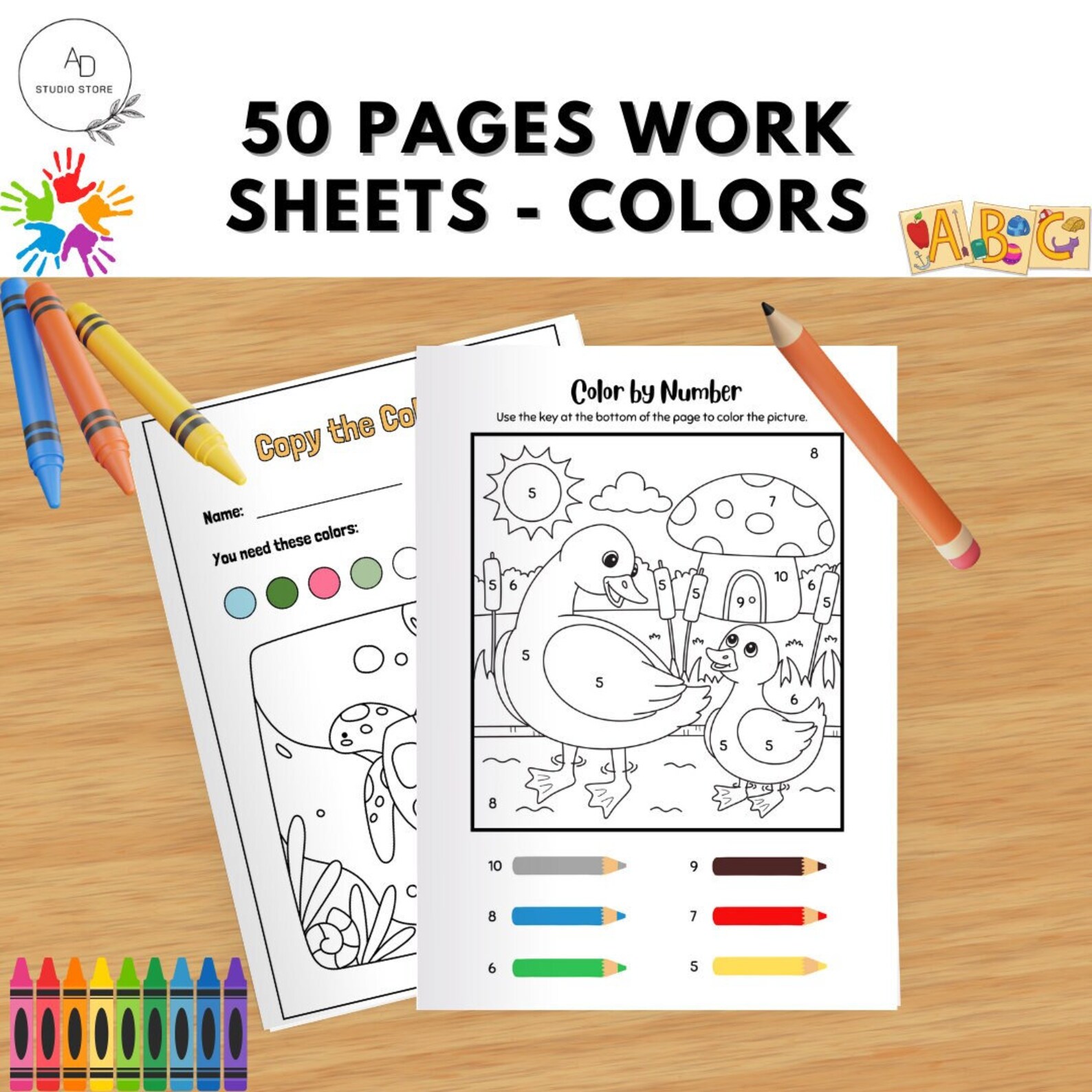 50 Printable Color by Numbers and Copy the Colors Worksheets for ...