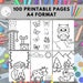 100 Animals Coloring Pages for Kids Printable Sheets | Instant Digital ...