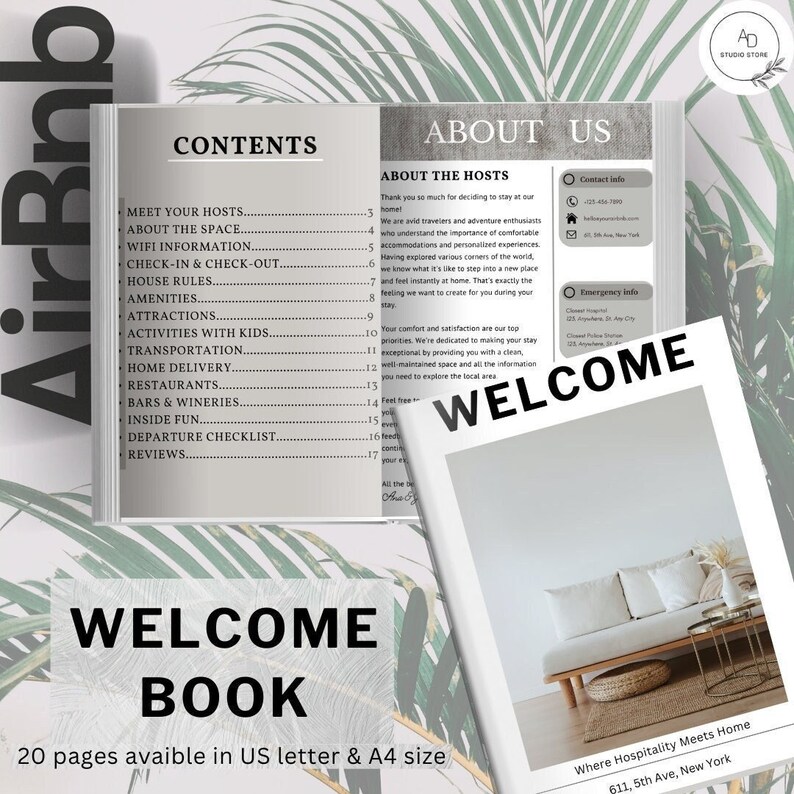 Airbnb Welcome Book Template Editable Airbnb Guest Book Canva Airbnb ...