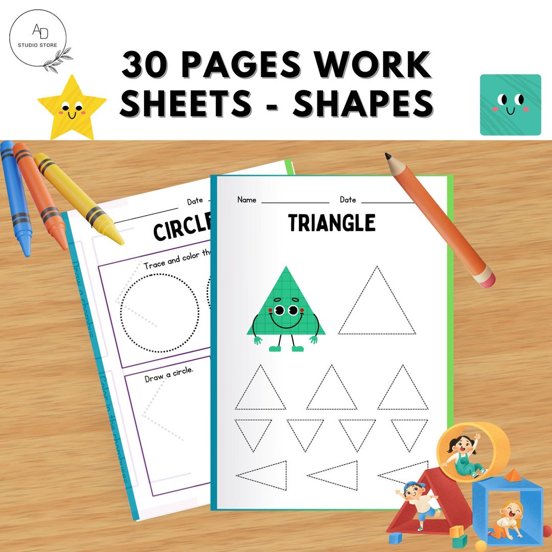 30 Printable Pages • SHAPES • Learning Worksheets for Preschool ...