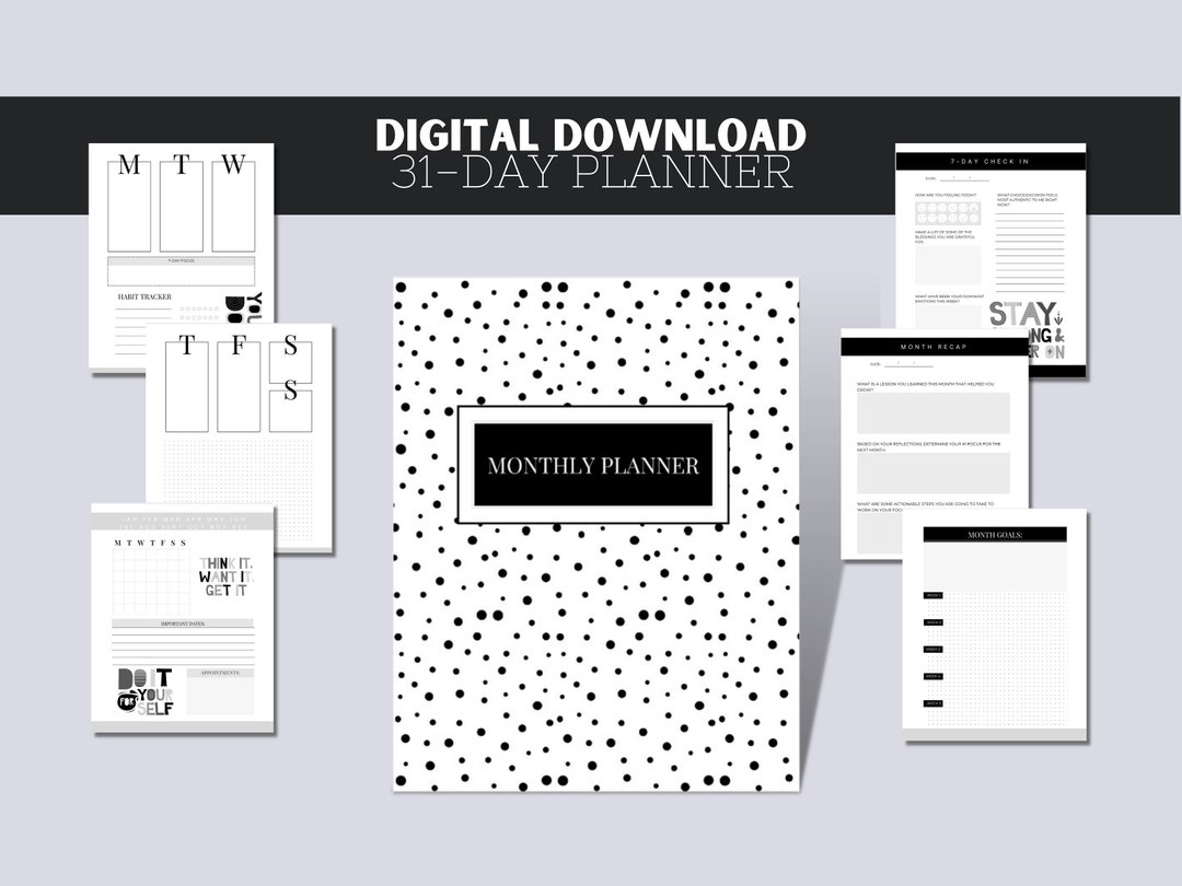 Digital Download Undated Daily Weekly Monthly Minimalist Polka Dot ...