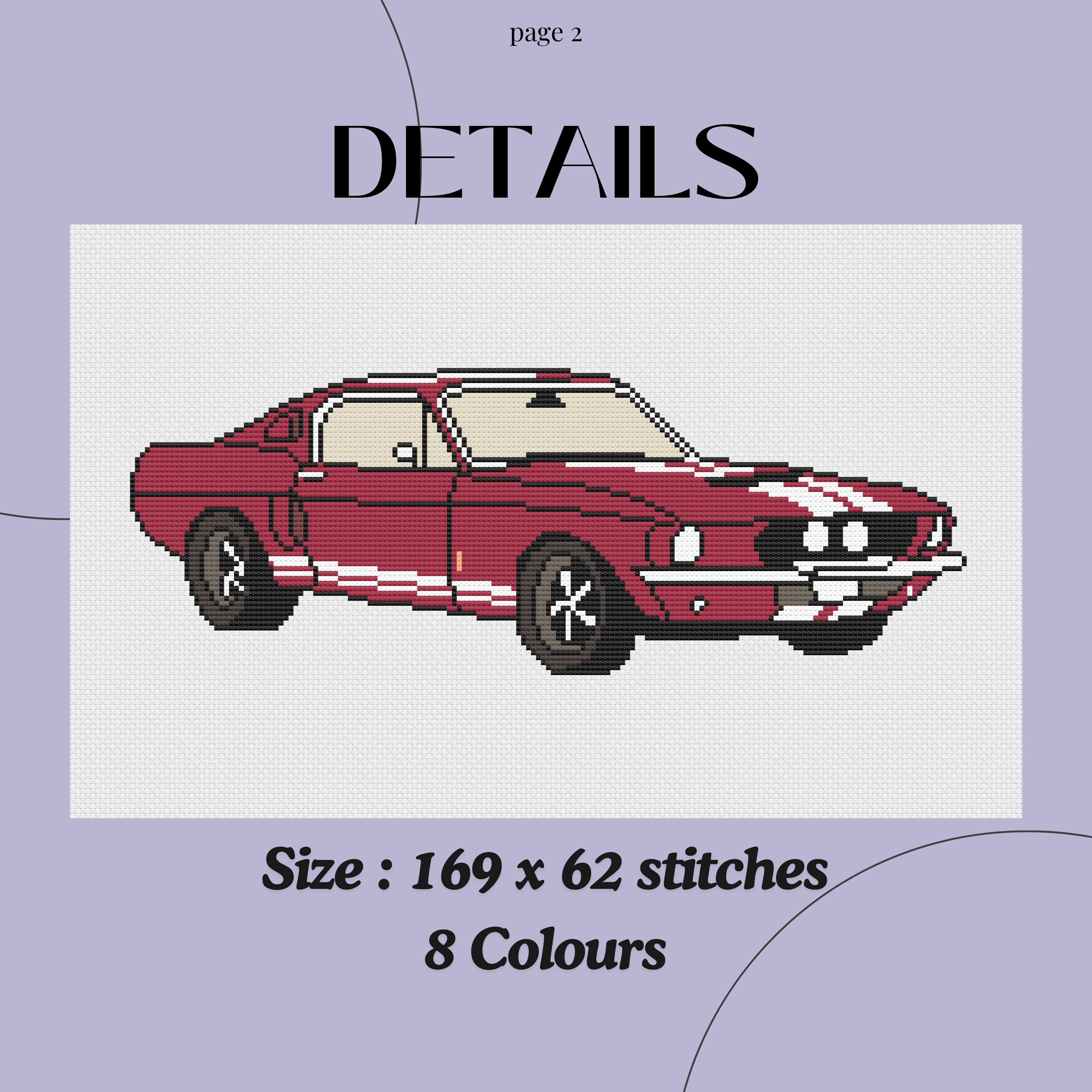 Ford Mustang 1967 Car Cross Stitch Pattern PDF Instant Download | Easy ...
