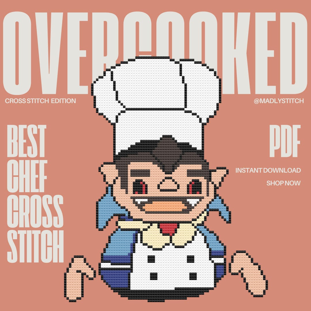 Overcooked Vampire Chef Cross Stitch Pattern: Easy Design (digital ...