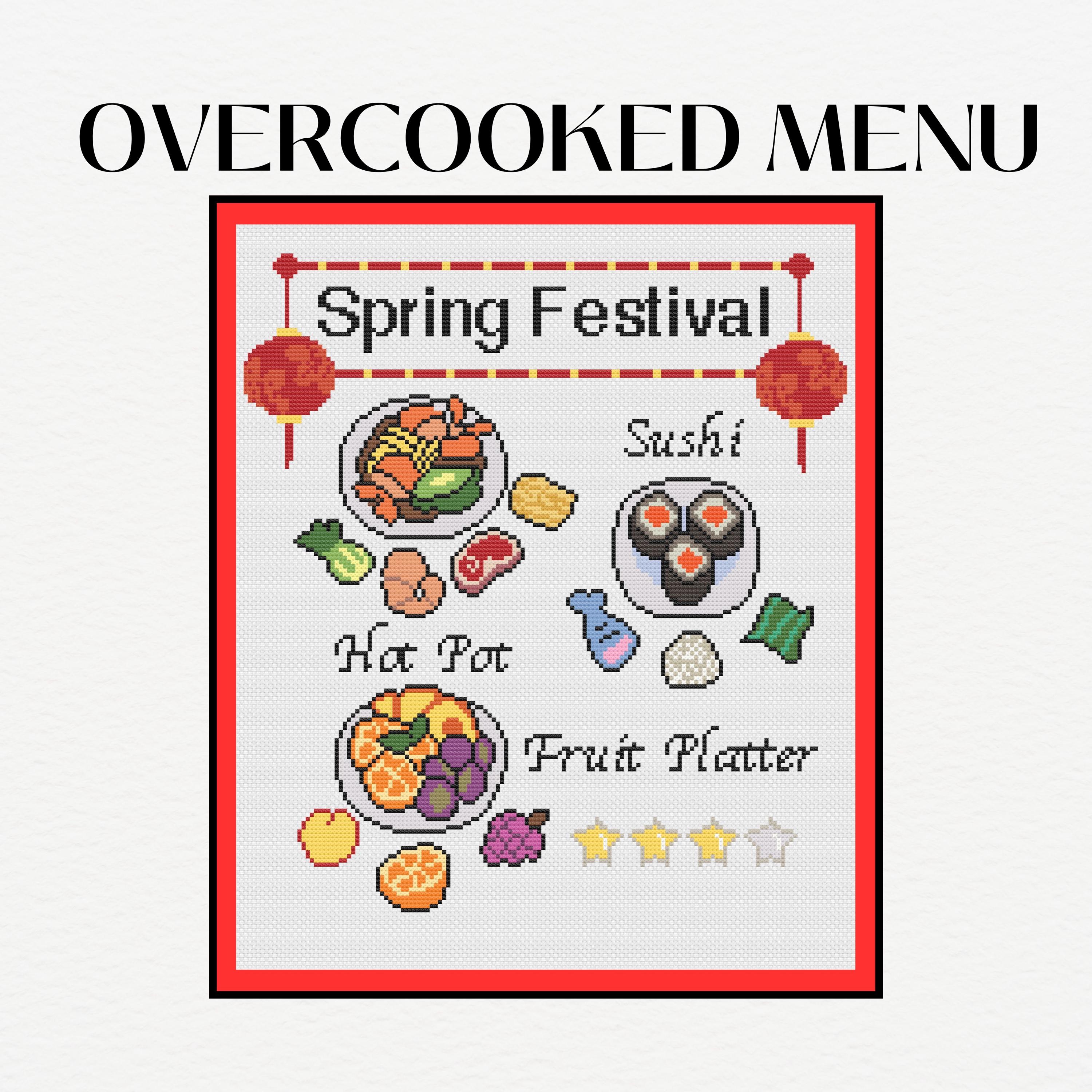Overcooked Spring Festival Menu Cross Stitch Pattern (PDF Pattern) - Etsy