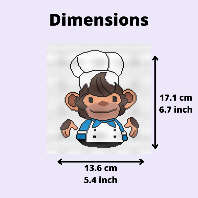 Overcooked Monkey Chef Cross Stitch Pattern, Cute Character, Easy for ...