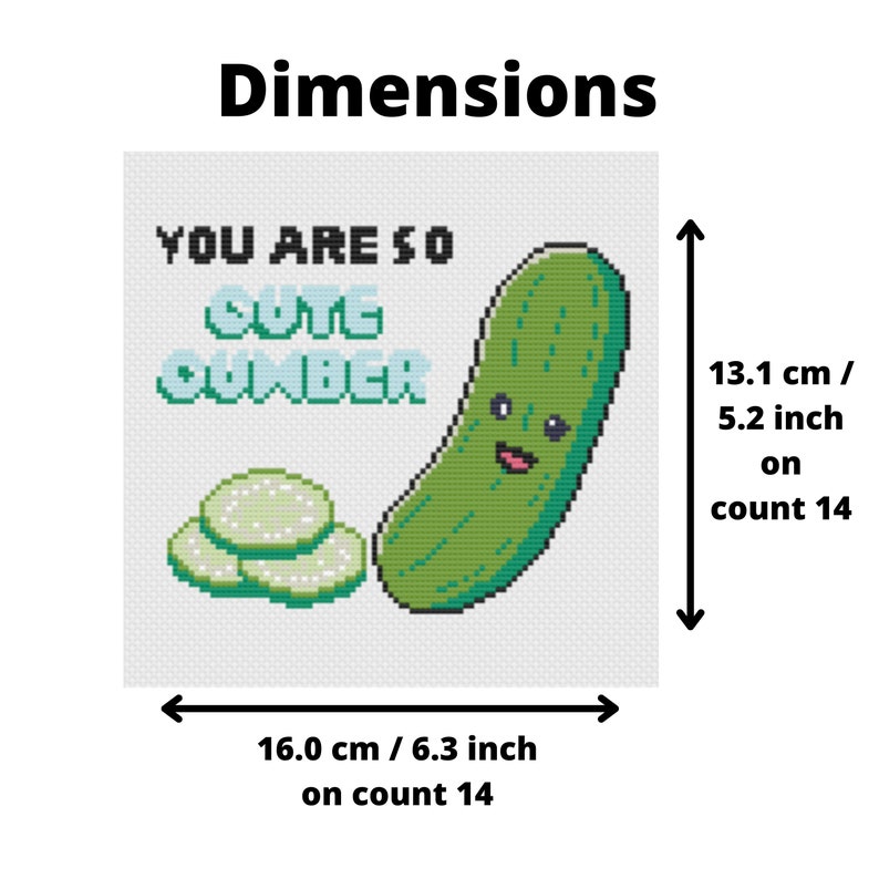 You Are so Cutecumber Cucumber Cross Stitch PDF Pattern - Cute Fruits ...