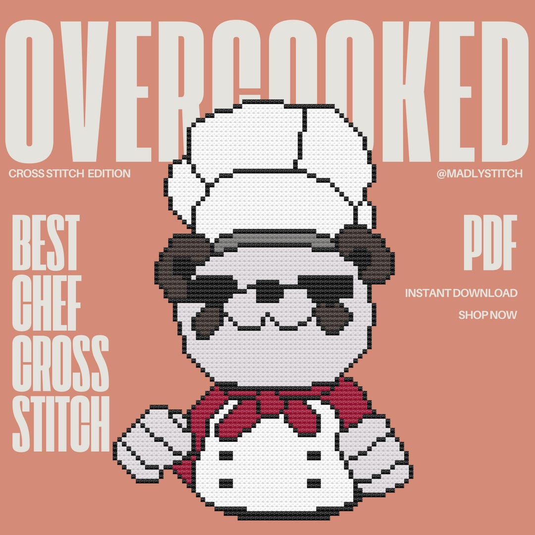 Overcooked Panda Chef Cross Stitch Pattern - Overcooked Series ...