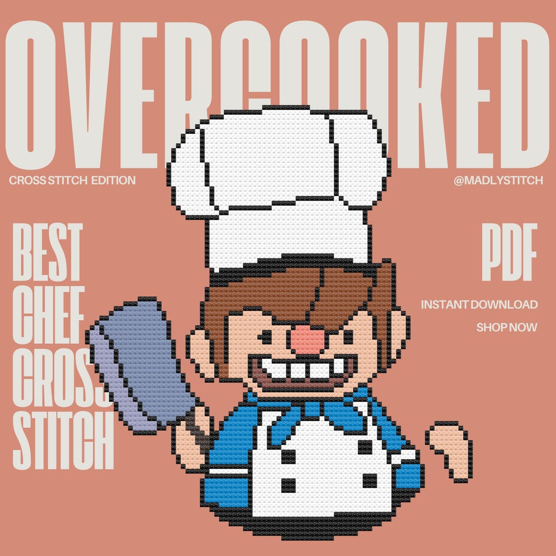 Overcooked Chopper Chef Cross Stitch Pattern: Easy Design (digital ...