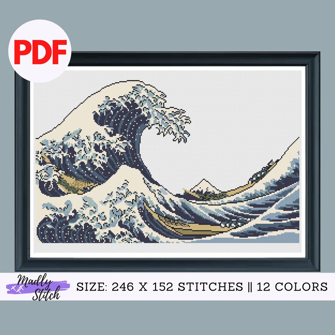 Great Wave off Kanagawa Cross Stitch Pattern | Japan Art (PDF) - Etsy