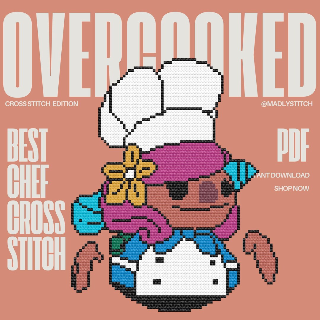 Overcooked Mermaid Chef Cross Stitch Pattern: Easy Character Design ...