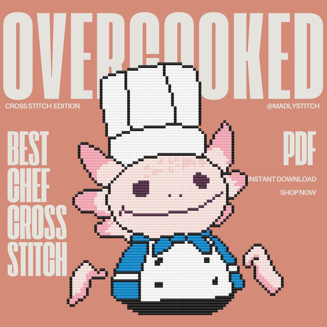 Overcooked Newt Chef Cross Stitch Pattern: Easy Design (digital ...